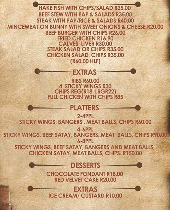 Menu at Alex Boulevard Pub &Grill, Sandton, 126 Phase One