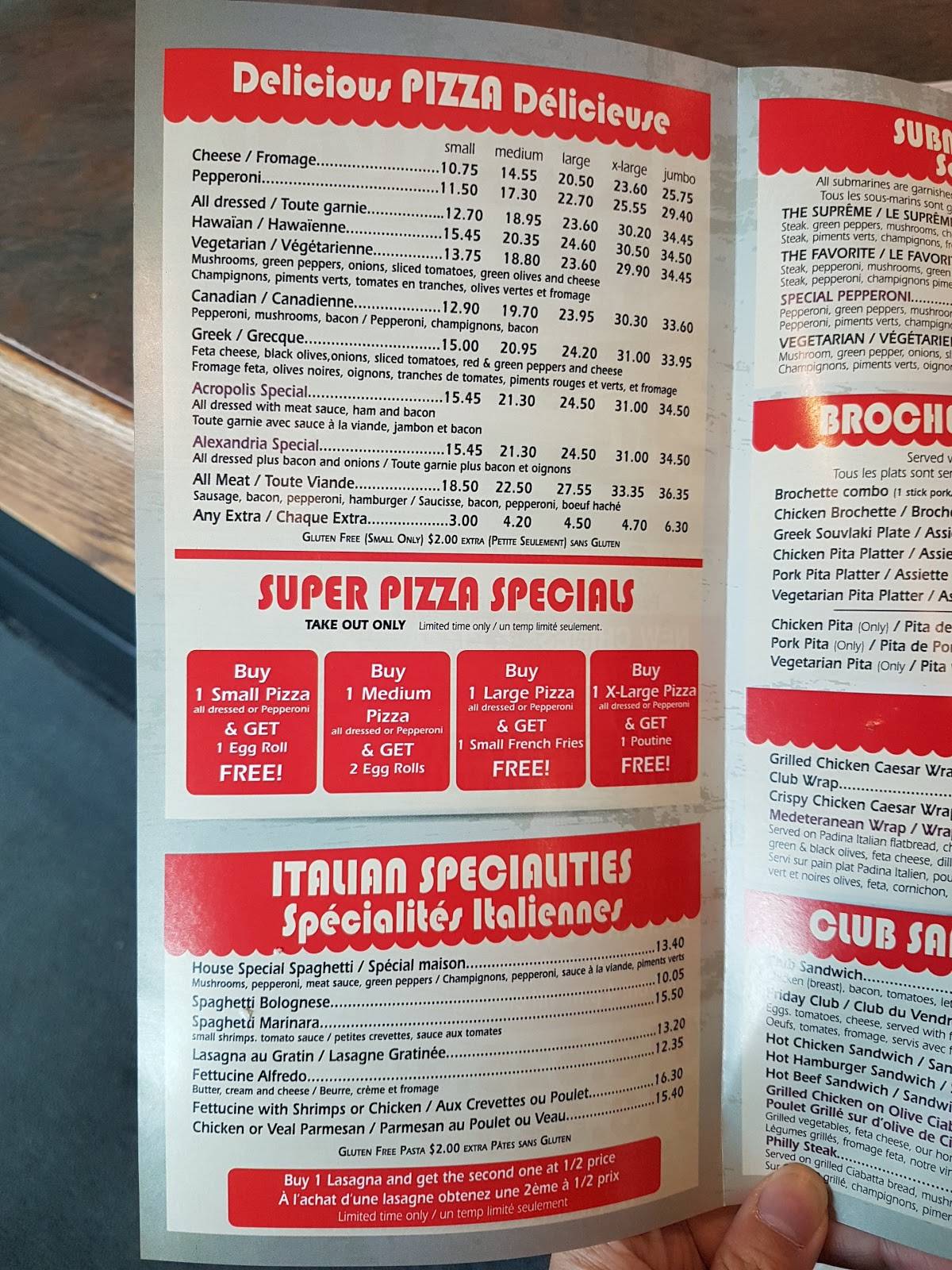 Menu at Alexandria Restaurant Pizza, Alexandria