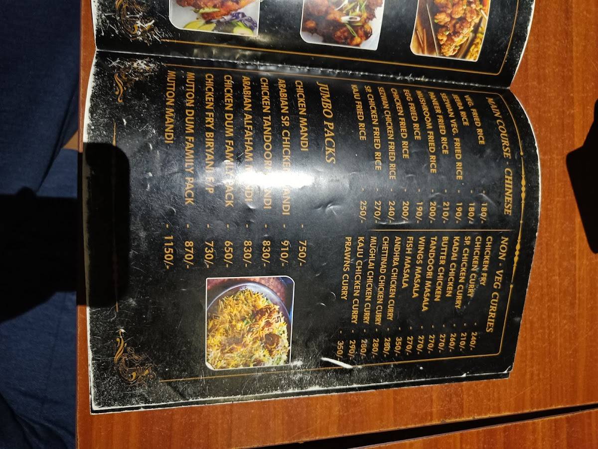 Menu at Alfa restaurant, Mylavaram