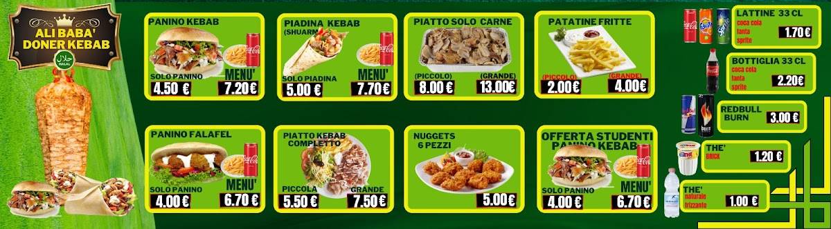 Menu da Ali Baba Doner Kebab ristorante, Casalgrande