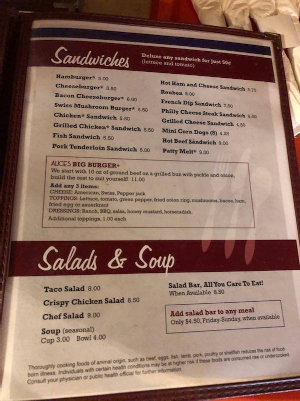 Menu at The Rambler Bar & Grill, Creston