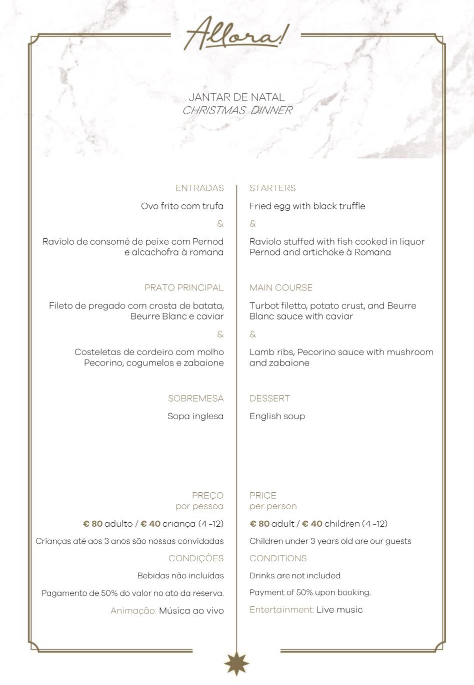 Menu em Allora Ristaurante Italiano & Bar, Lisboa