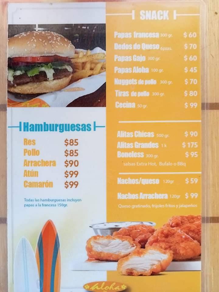 Menu at Aloha Caji pub & bar, Cajititlán
