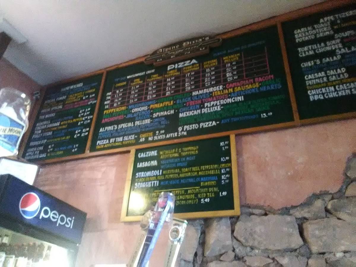 Menu at Alpine Pizza pizzeria, Flagstaff, 7 N Leroux St
