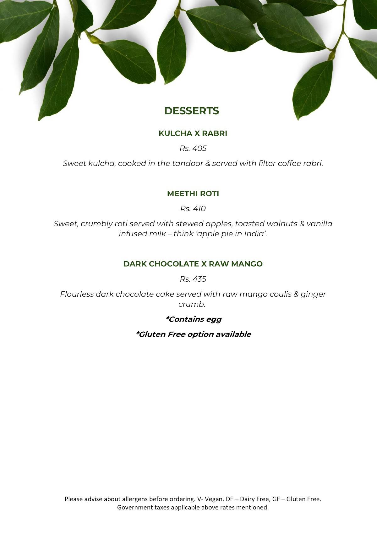 Menu at Amaltas- Indian Tapas & Bar, New Delhi