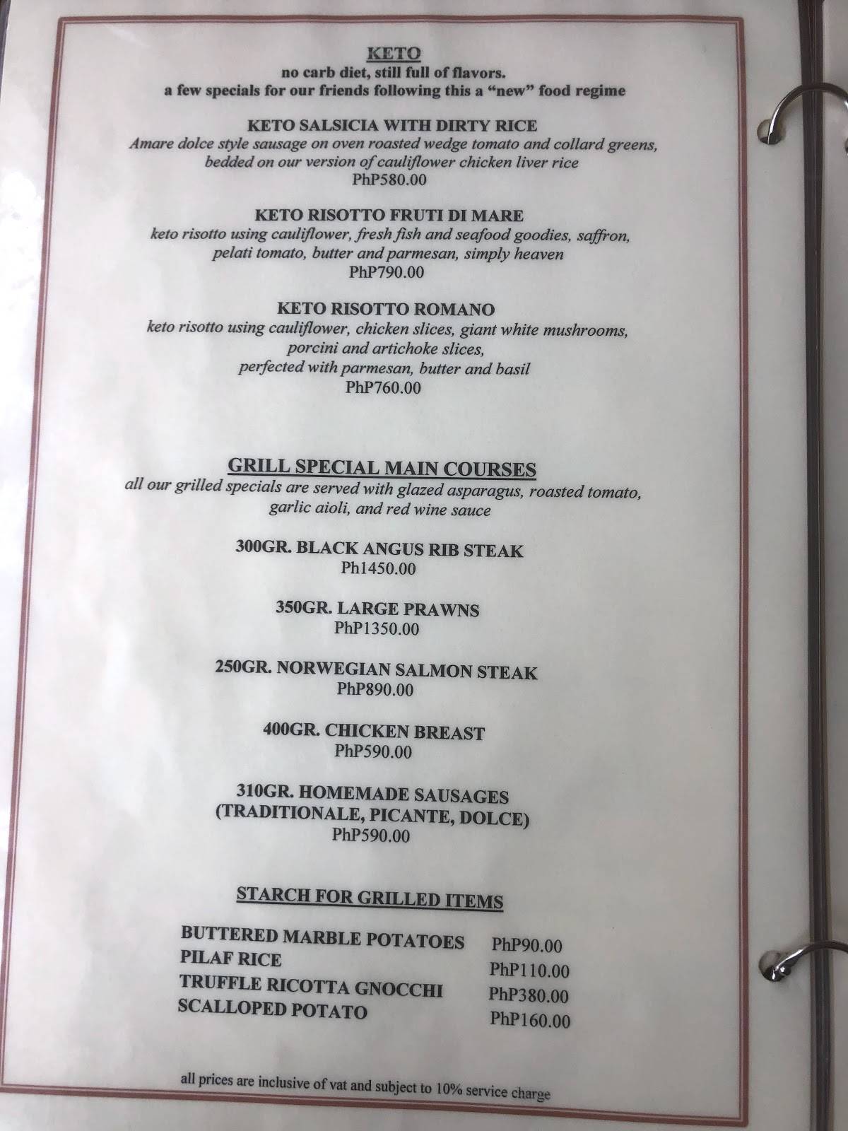 Menu at Amare by Chef Chris restaurant, Angeles, Royce Hotel M. A ...