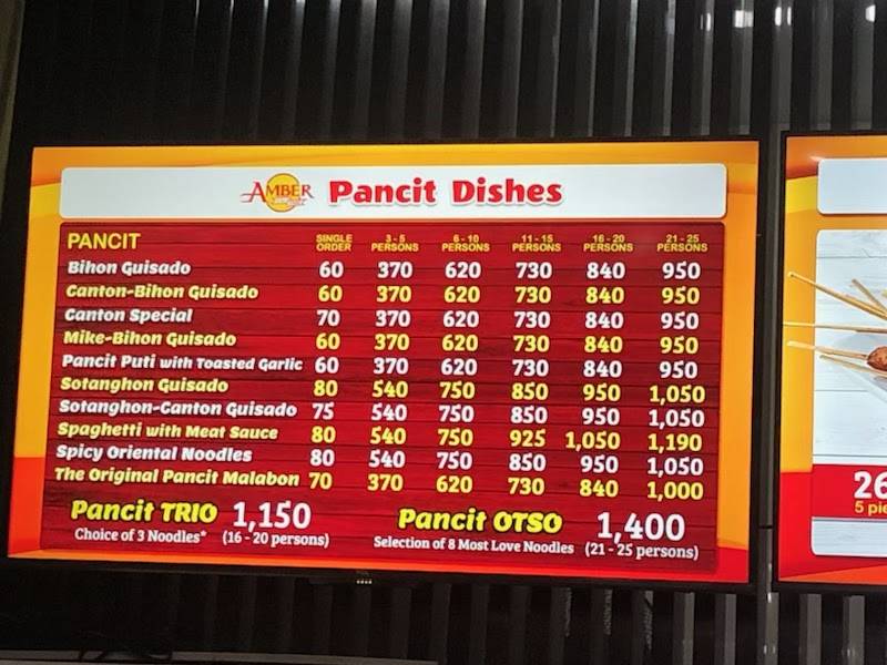 Carta del restaurante Amber, Biñan, 83JP+3RP
