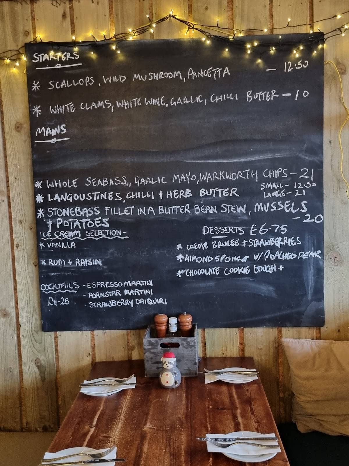 Menu at The Fish Shack restaurant, Warkworth