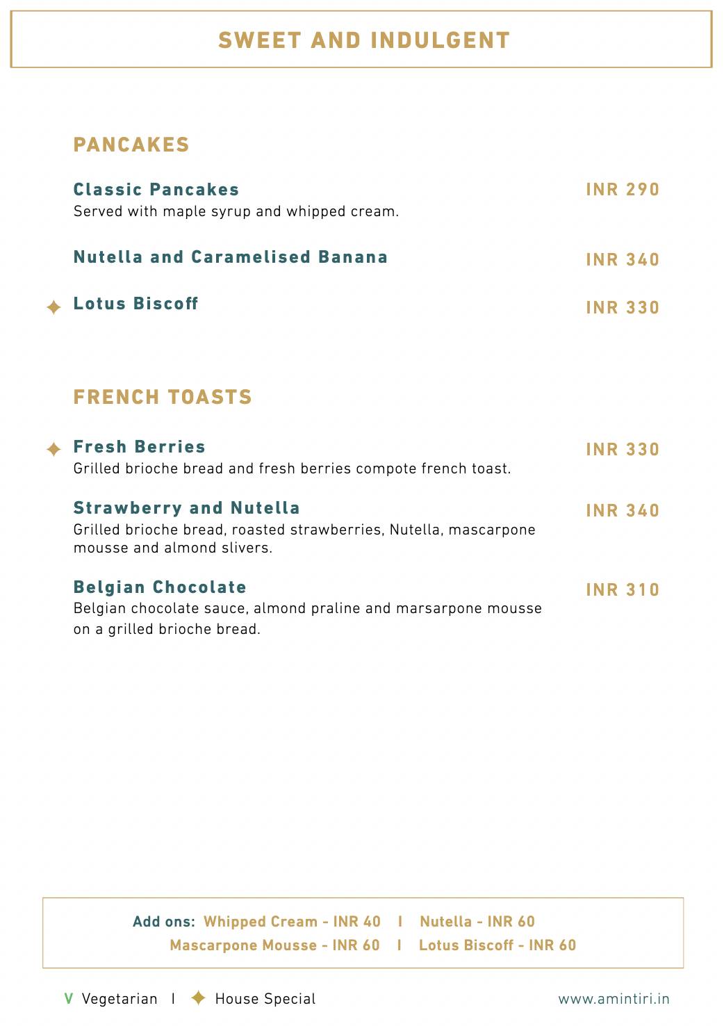 Menu at Amintiri, Bengaluru, 10