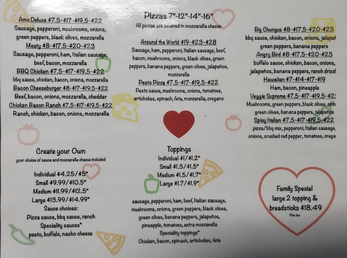 Menu at Amo Pizza & General Store pizzeria, Amo, N Pearl St