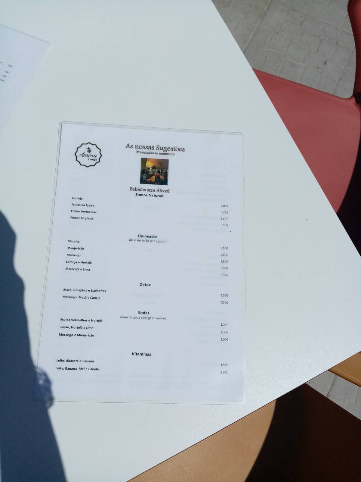 Menu at Amora Lounge restaurant, Amora