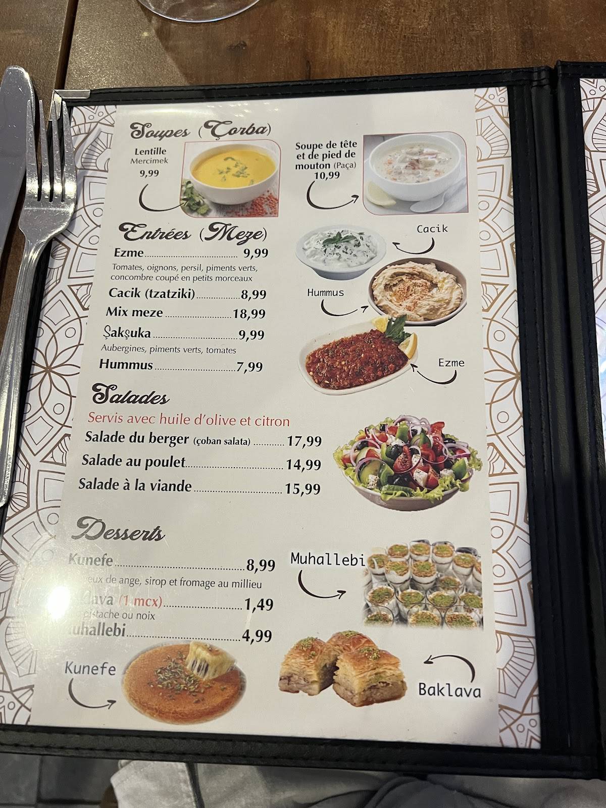 Menu au Anatolia Restaurant, Laval