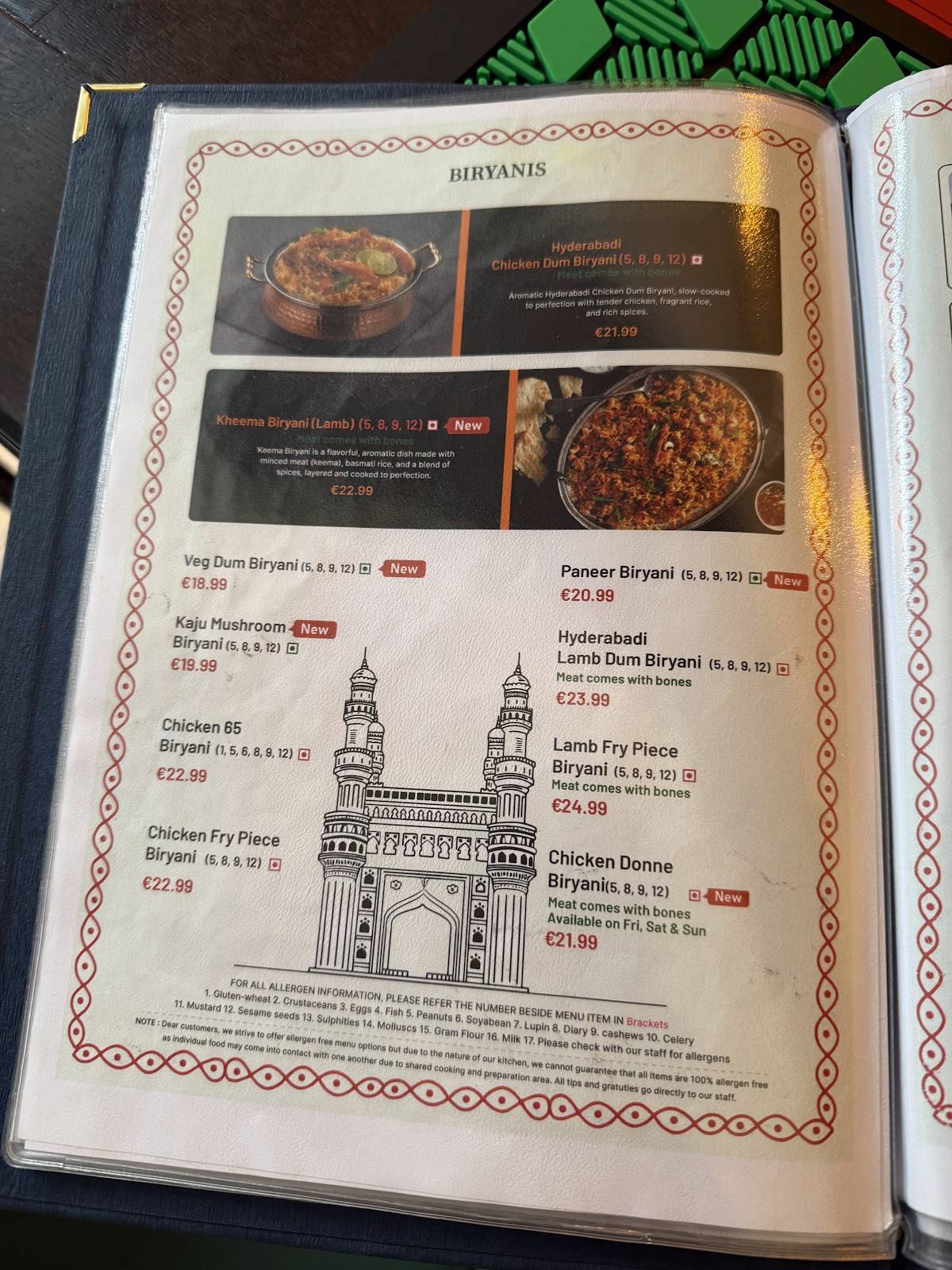 Menu at Andhra Bhavan (Abbey St) restaurant, Dublin