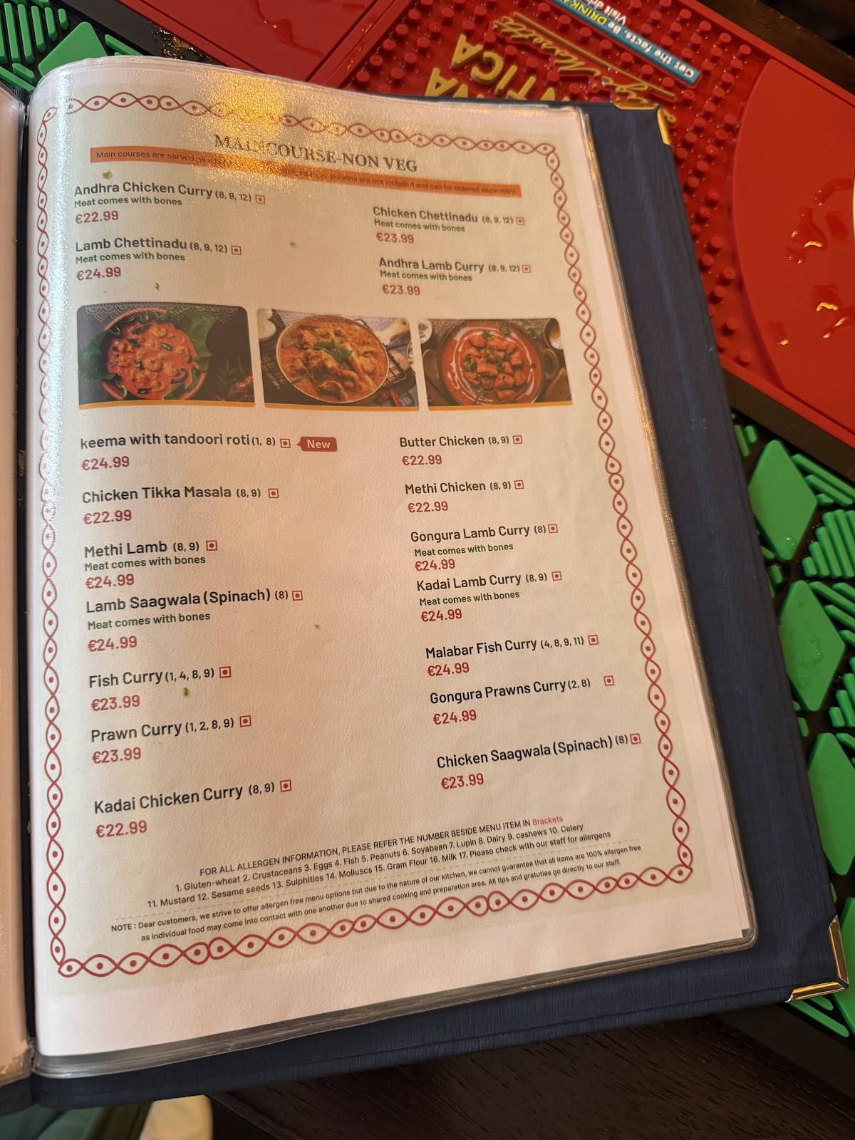 Menu at Andhra Bhavan (Abbey St) restaurant, Dublin
