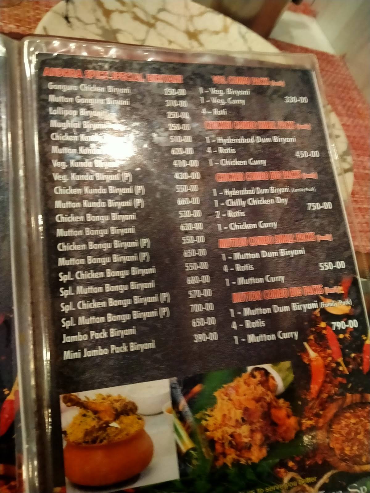 Menu at Andhra Spice Veg & Non Veg Family Restaurant, Madanapalle