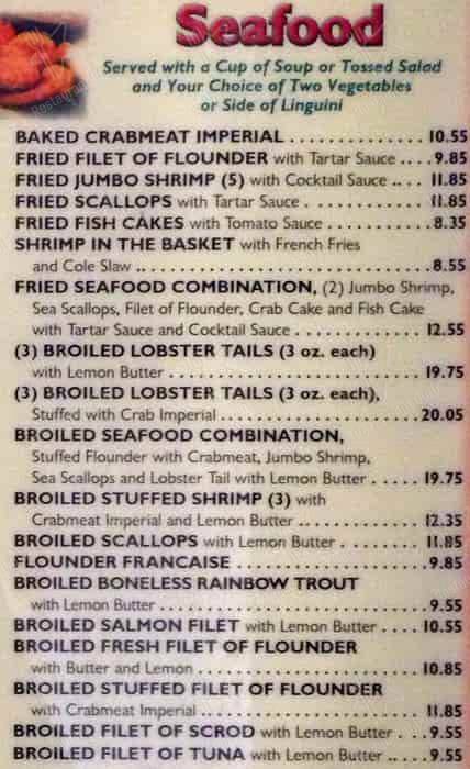 Menu at Andonios Diner restaurant, Philadelphia