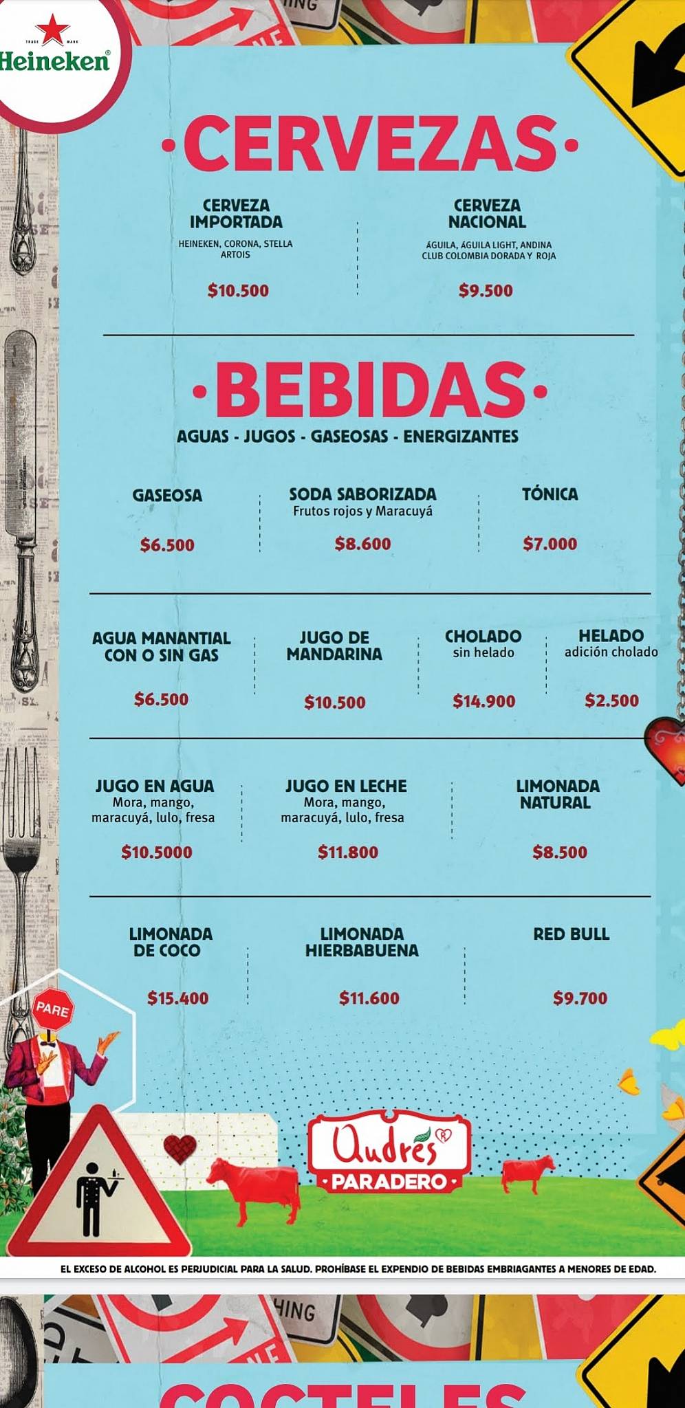 Carta del restaurante Andrés Paradero Hyatt Place, Bogotá