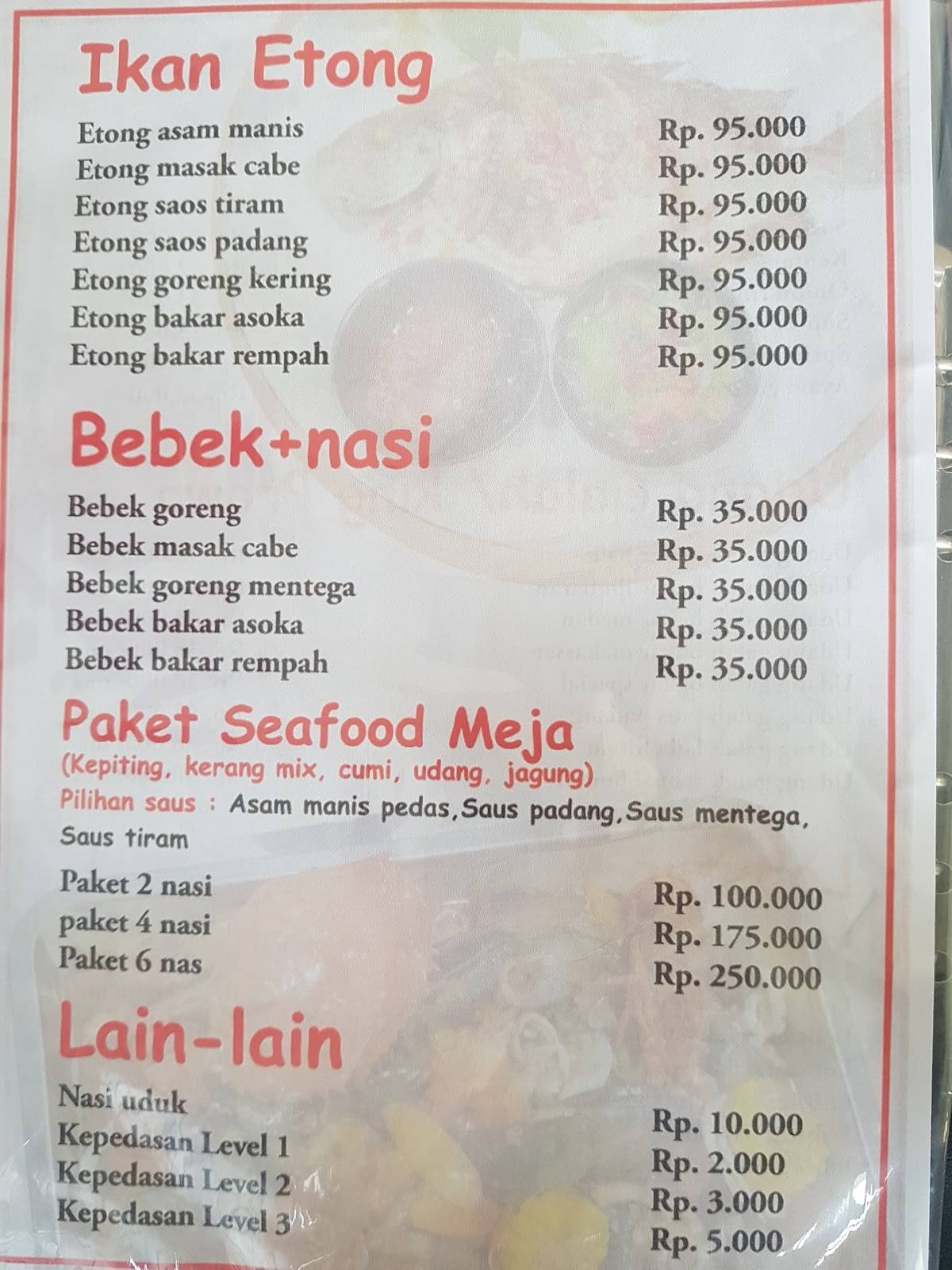 Menu at Aneka Baru Resto & Karaoke, Karawang