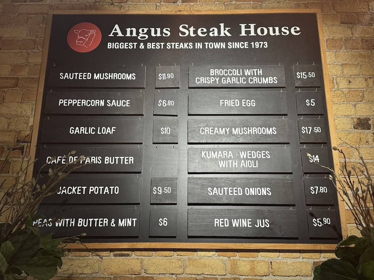 Menu at Angus Steak House steakhouse, Auckland