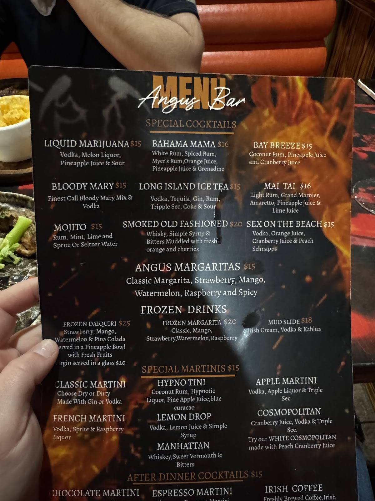 Menu at Angus Steakhouse and Seafood, Myrtle Beach