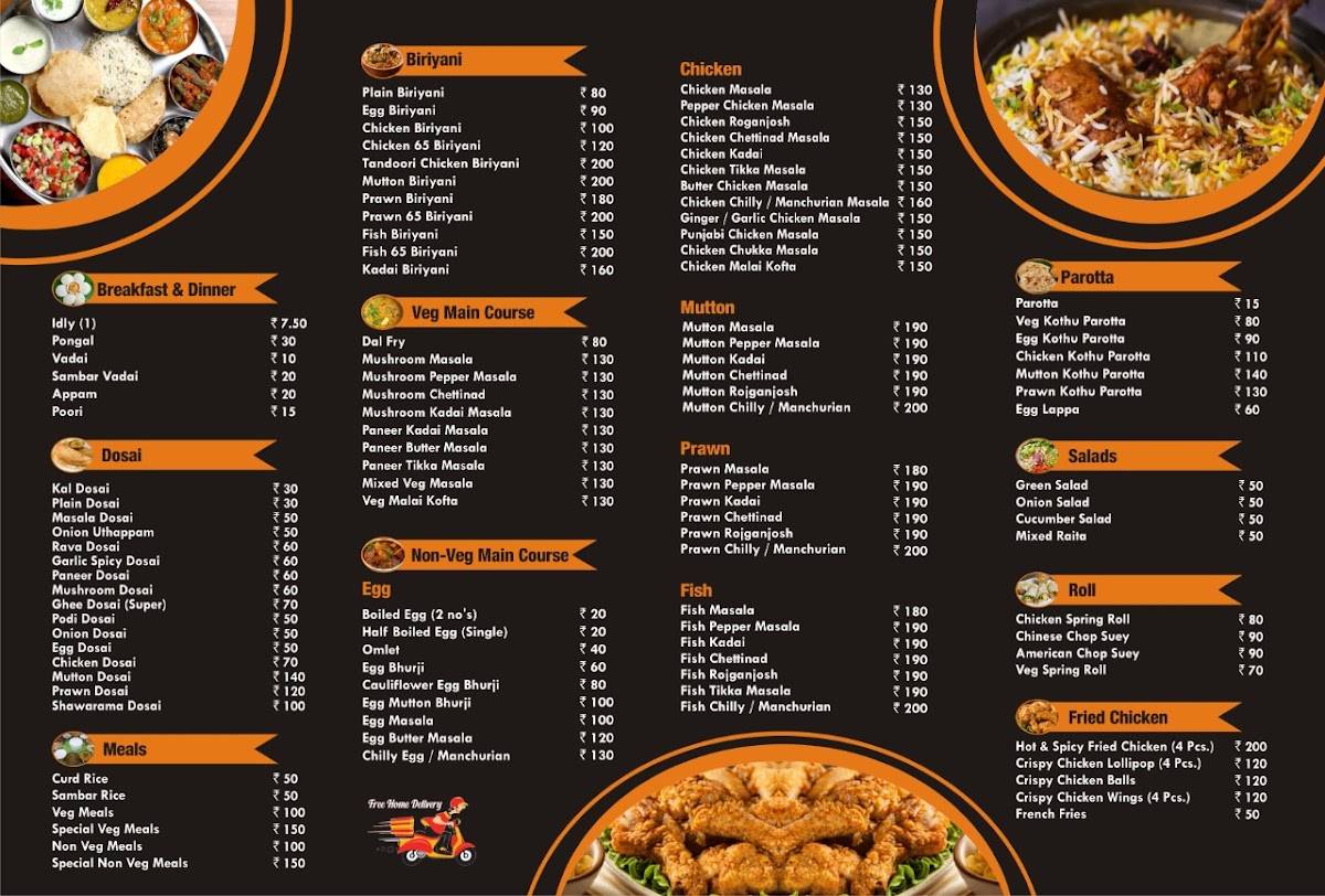 Menu at Anjali Multicuisine Restaurant, Kalapet