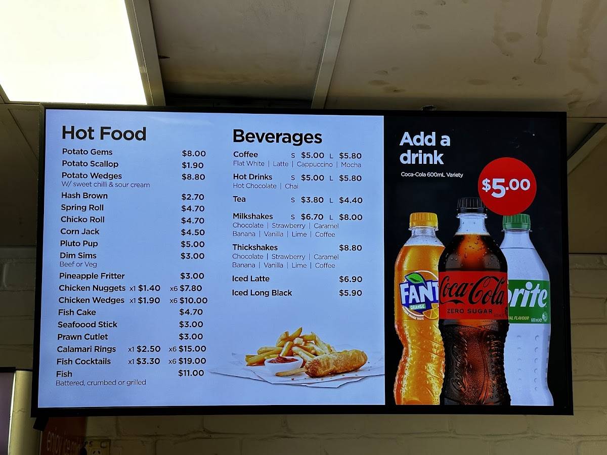 Menu at LJ's Cafe, Anna Bay