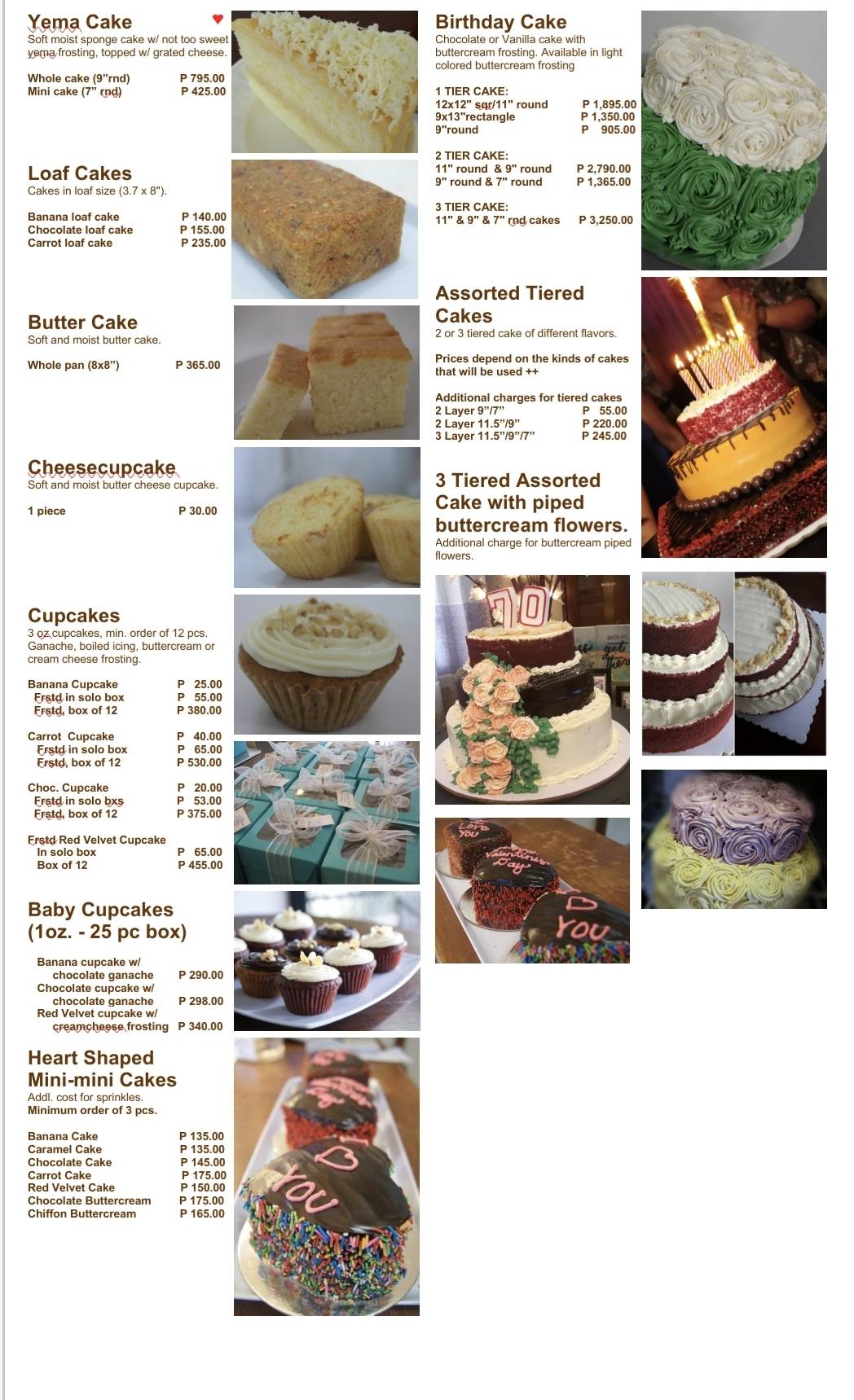 Menu at Ann's Home desserts, Batangas, Barangay Bolbok