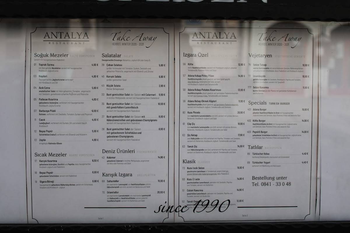 Speisekarte von Restaurant Antalya, Ingolstadt