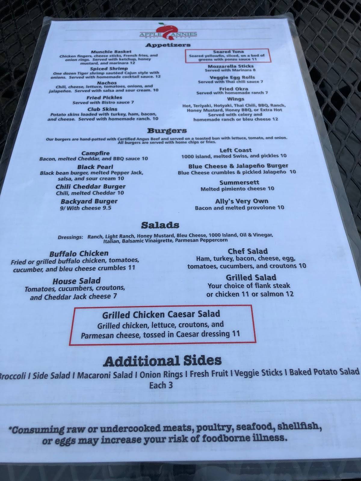 Menu at Apple Annie's Deli & Pub, Florence