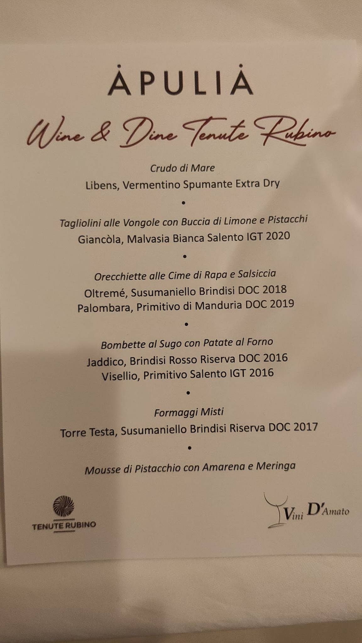 Speisekarte von Apulia, Basel, Schützengraben 62