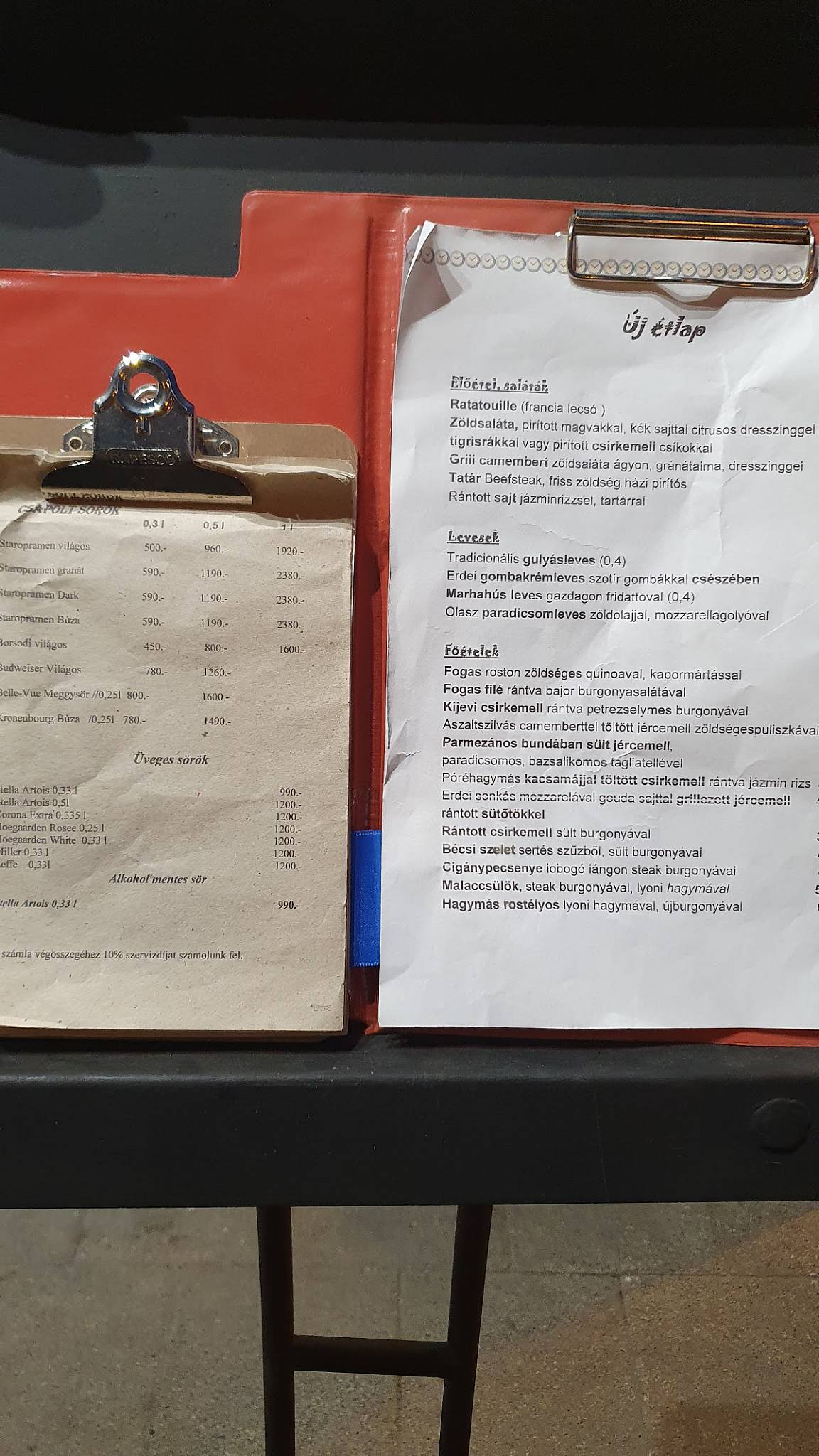 Menu at Arena Corner Pub, Budapest, Bartók Béla út 76