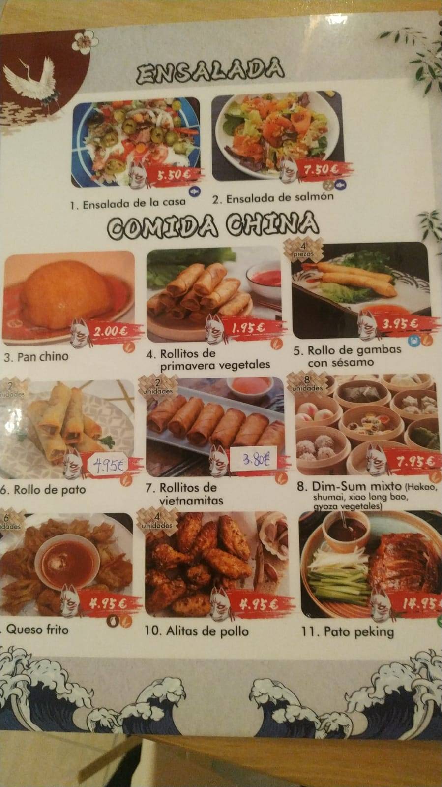 Carta del restaurante Asia Jufu, Puente Tocinos