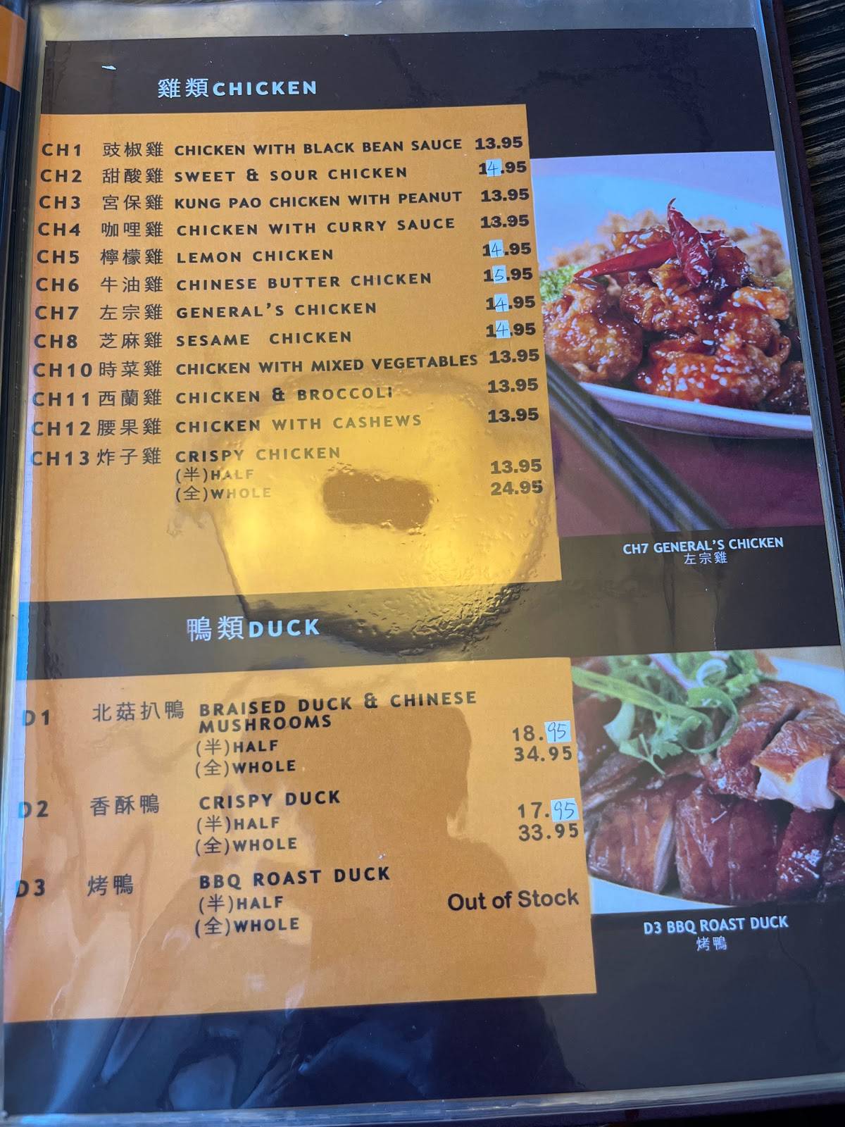 Menu at Asia Palace restaurant, Winnipeg, Pembina Hwy