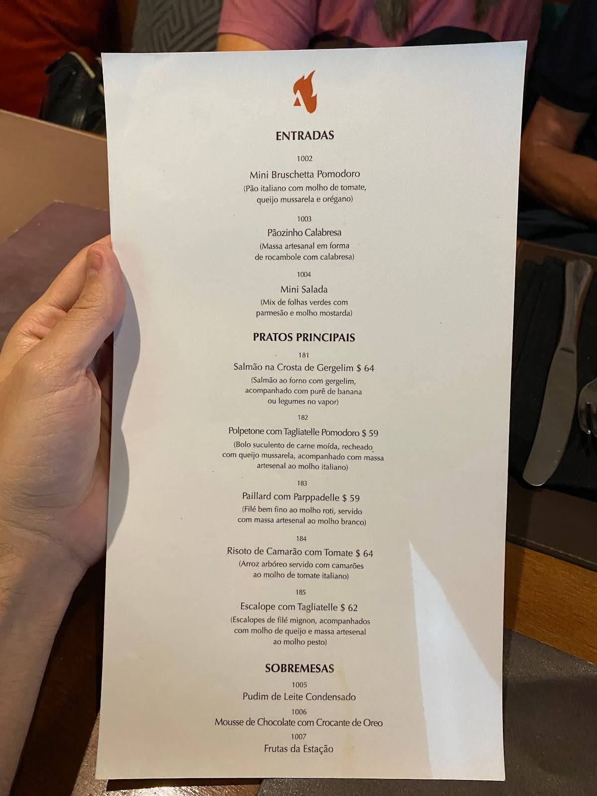 Menu at Asttore Forneria restaurant, Fortaleza