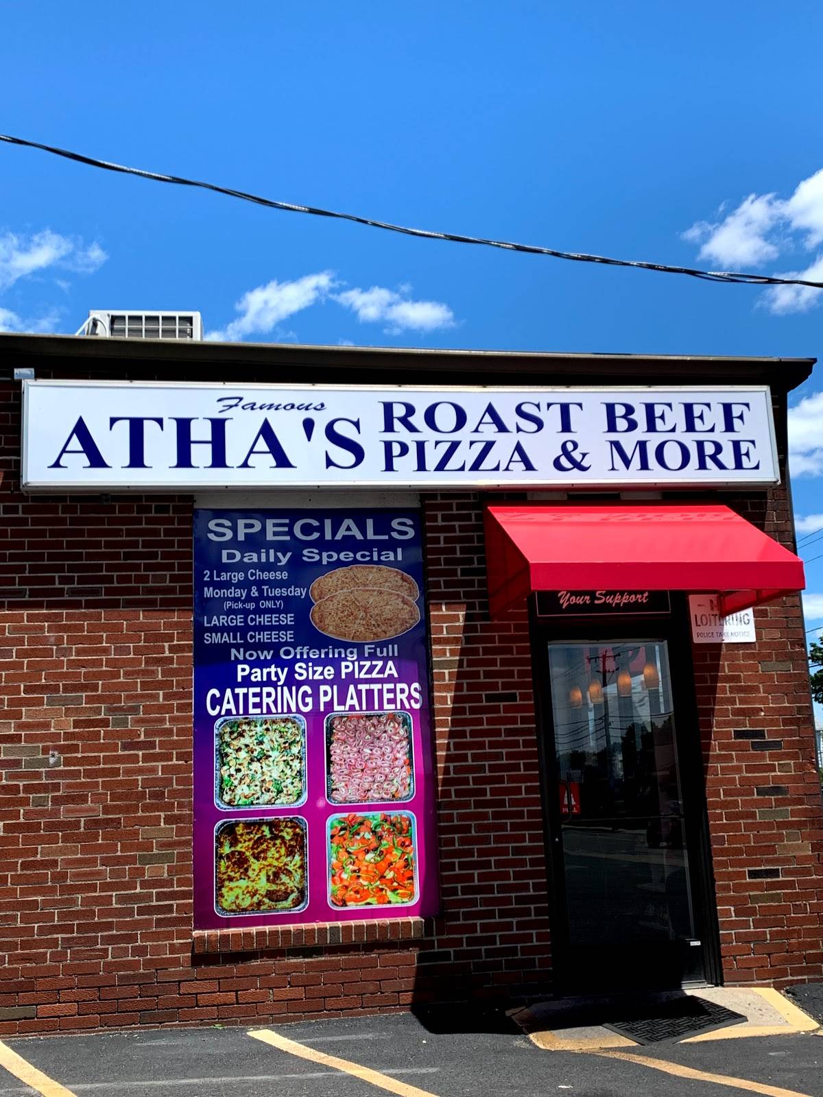 Menu at Atha's Famous Roast Beef pizzeria, Lynn