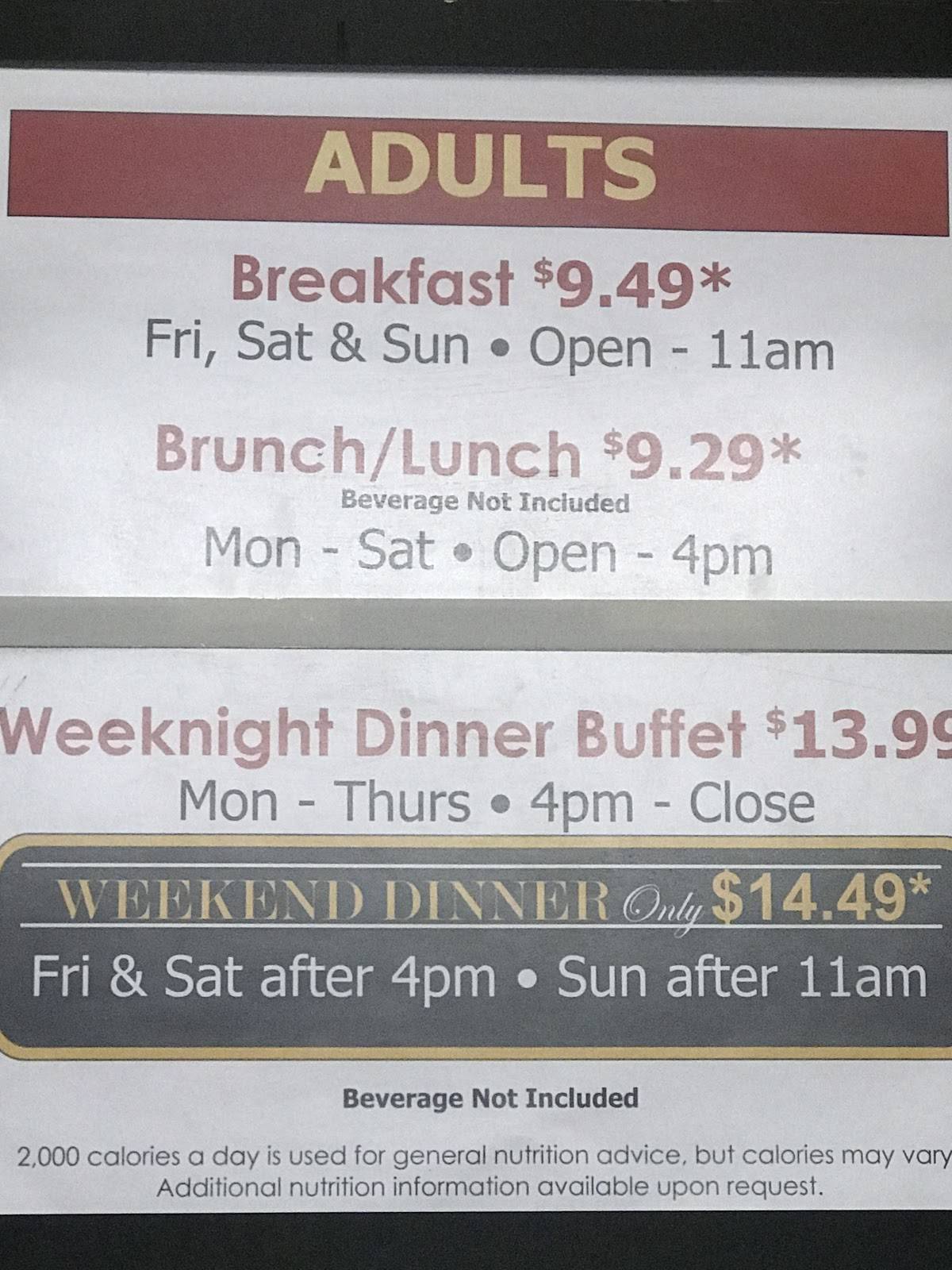 Carta del restaurante Golden Corral Buffet & Grill, Marietta, Austell Rd SW