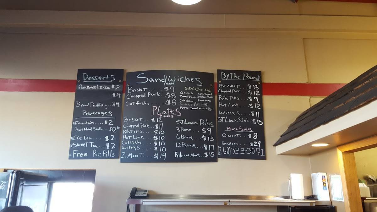Menu at Bo Doogie's BBQ, Auburn