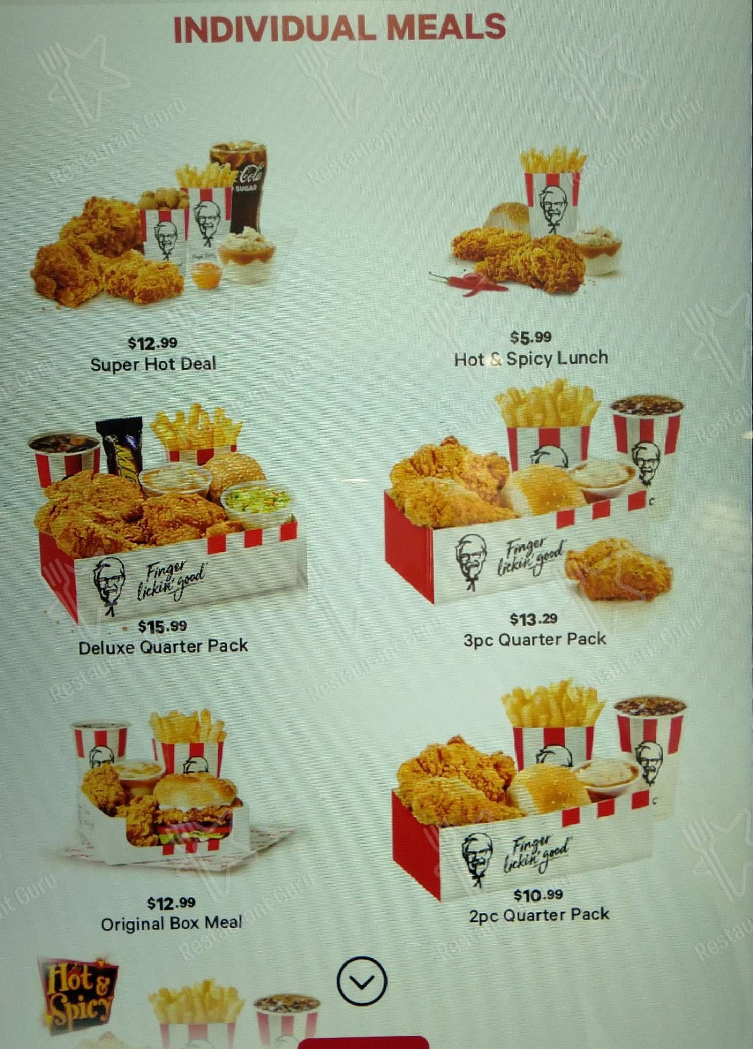 Menu at KFC Quay Street fast food, Auckland, 10 Quay St