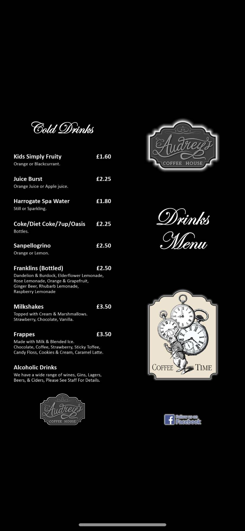 Menu at Audreys Coffee House & Deli, Barnsley