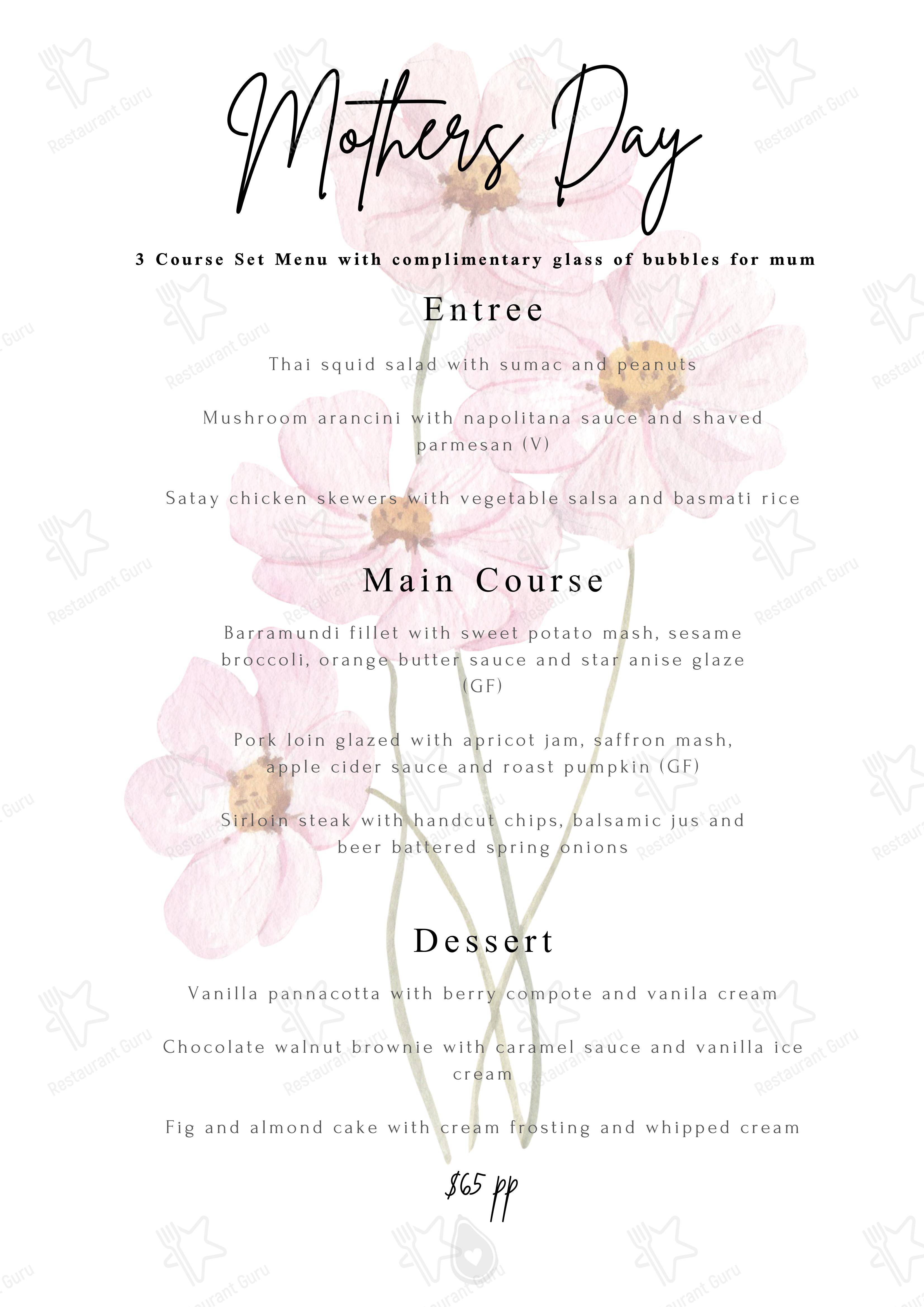 Menu at Avocados Bar & Café, Kelmscott