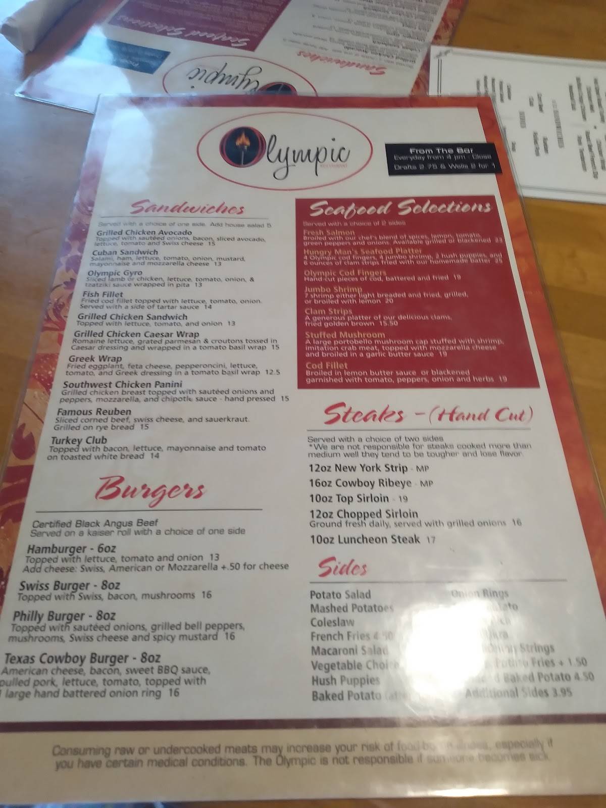 Menu at Olympic Restaurant, Avon Park