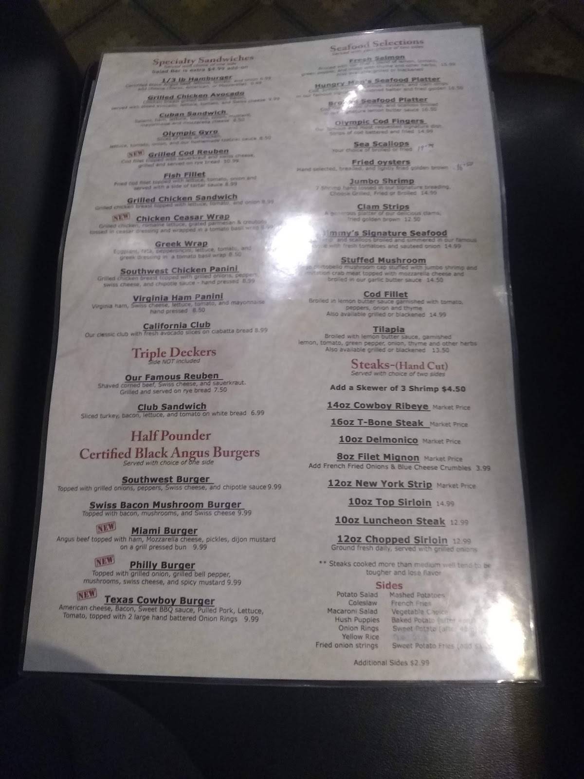 Menu at Olympic Restaurant, Avon Park