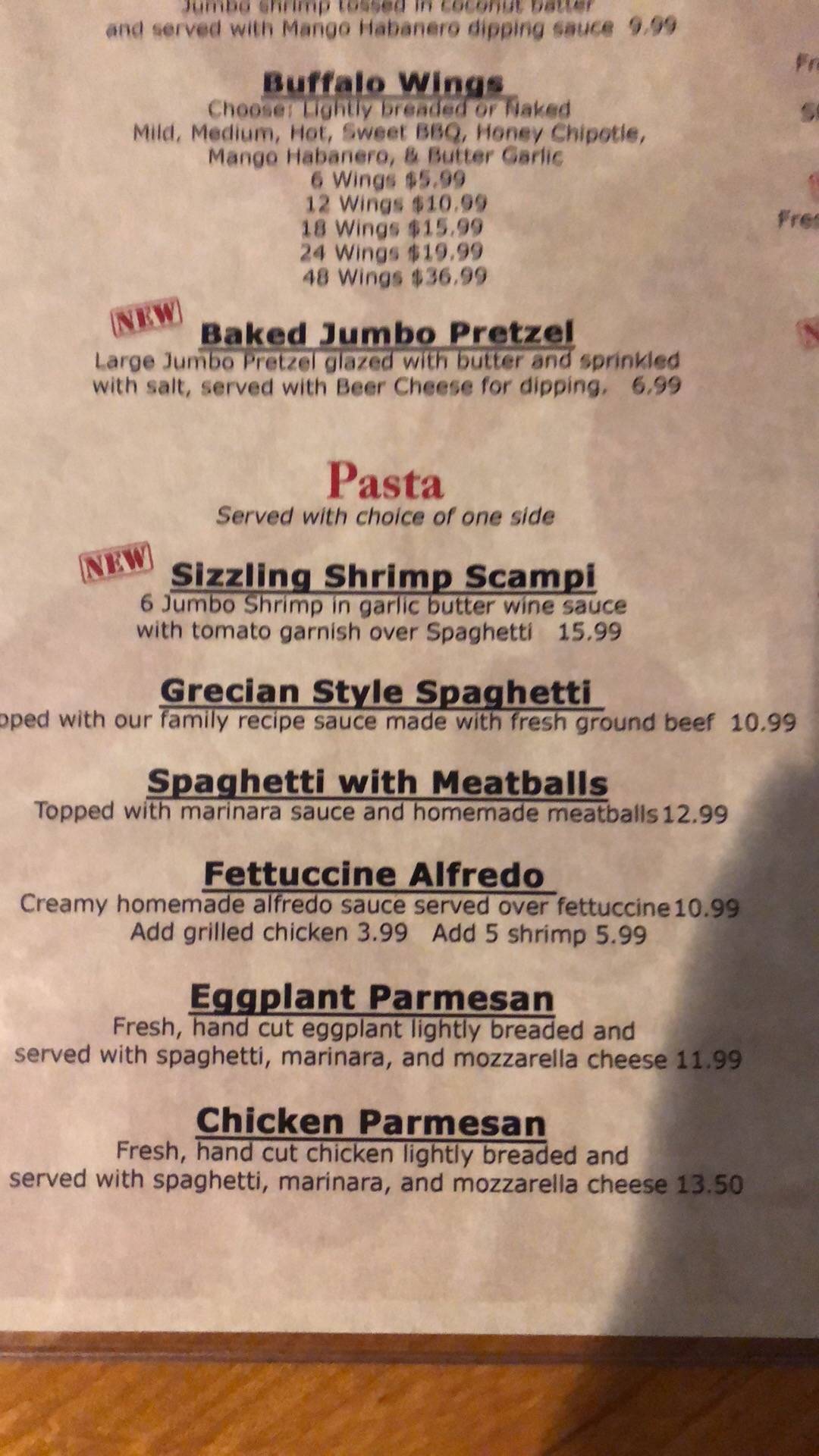 Menu at Olympic Restaurant, Avon Park