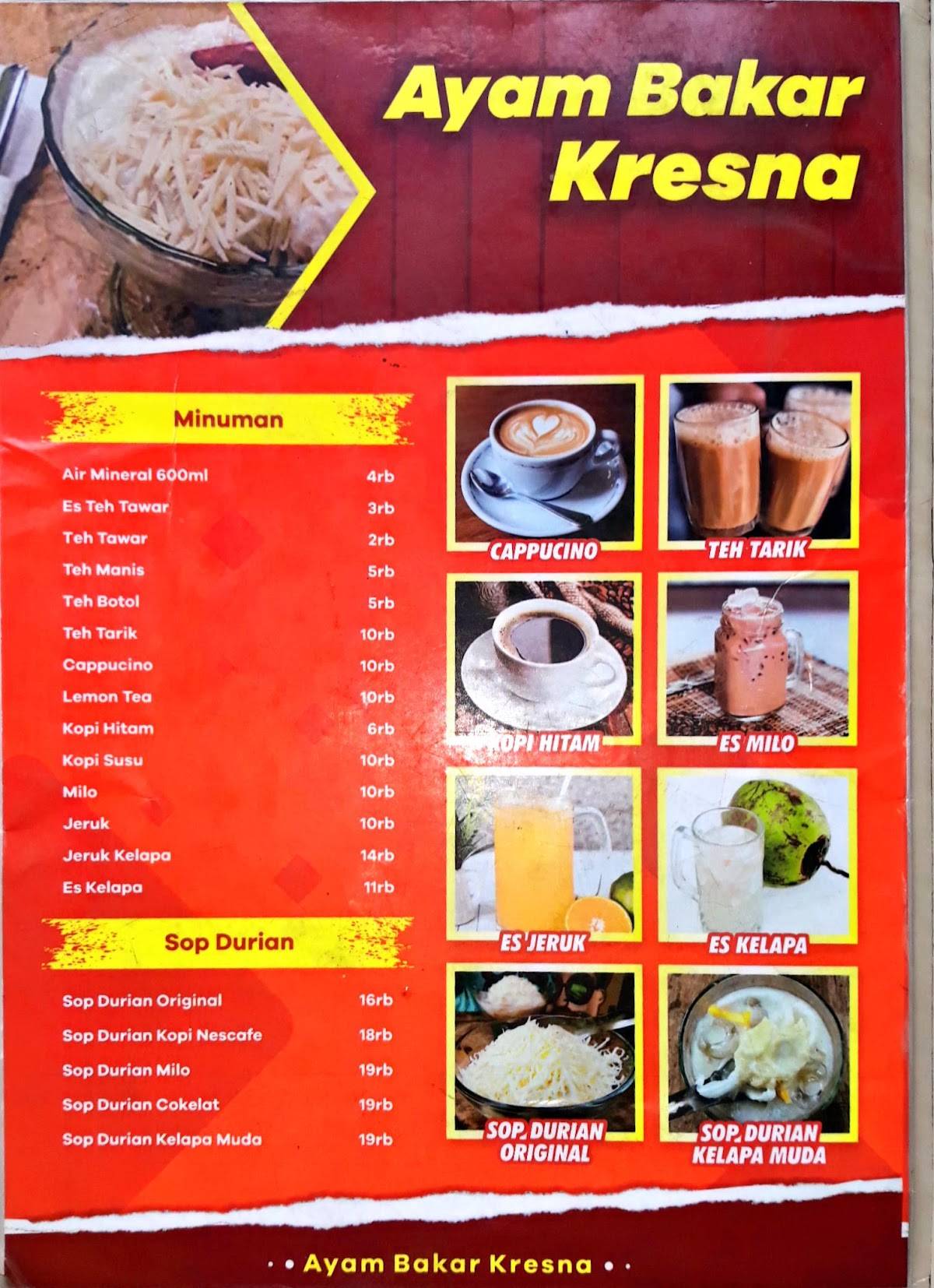 Menu at Ayam Bakar dan Gor Kresna / Toko Ibu Oow restaurant, Bogor