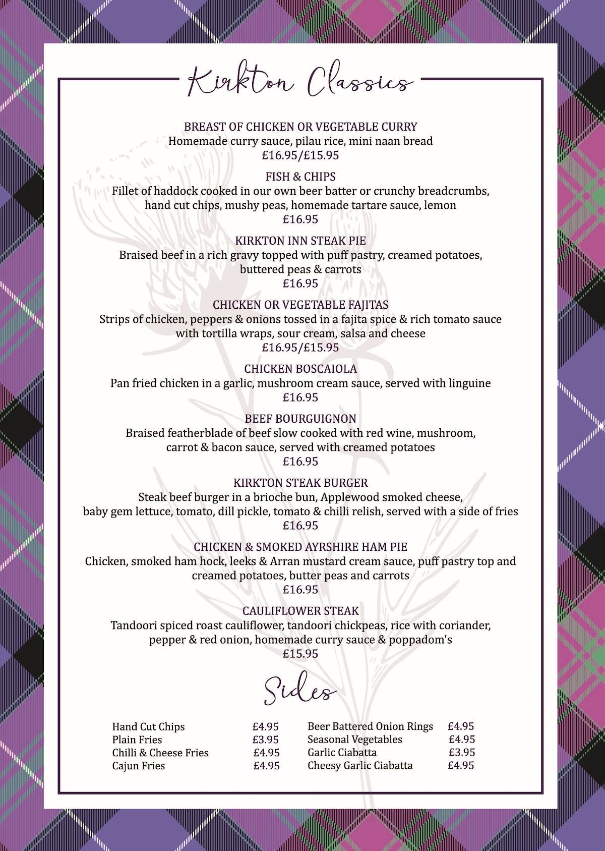Menu at The Kirkton Inn pub & bar, Ayr