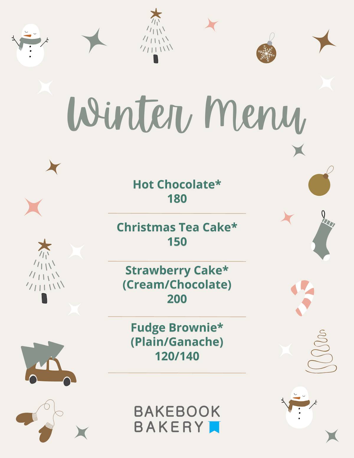 Menu at Bákebook Bakery, Delhi