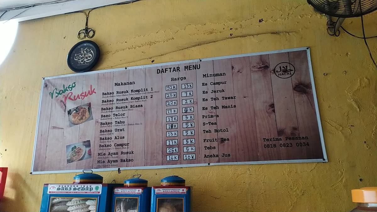 Menu at BAKSO RUSUK BU INEM restaurant, North Jakarta, Jl. Nyiur ...