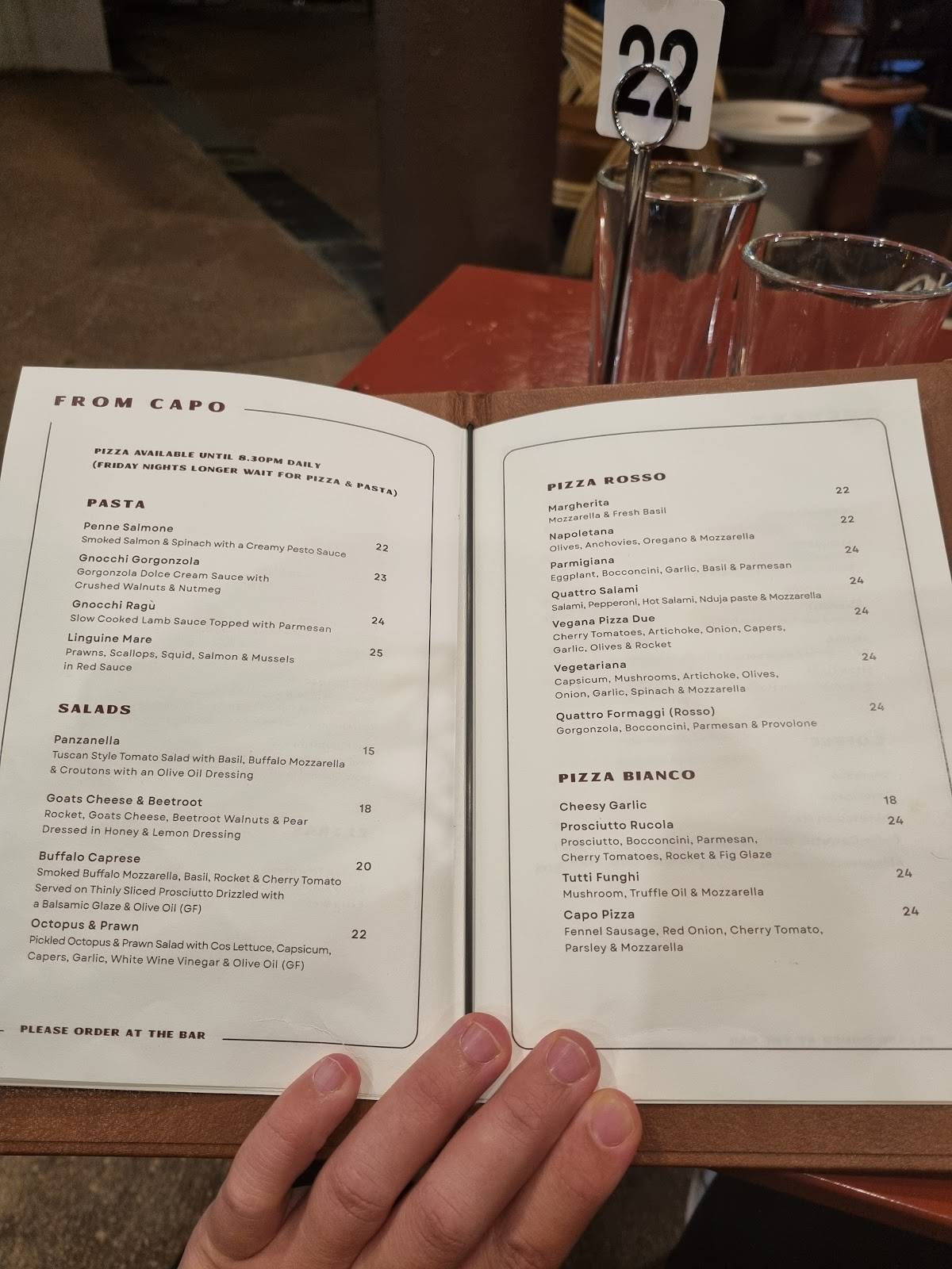 Menu at BAR QUATTRO, Waverton