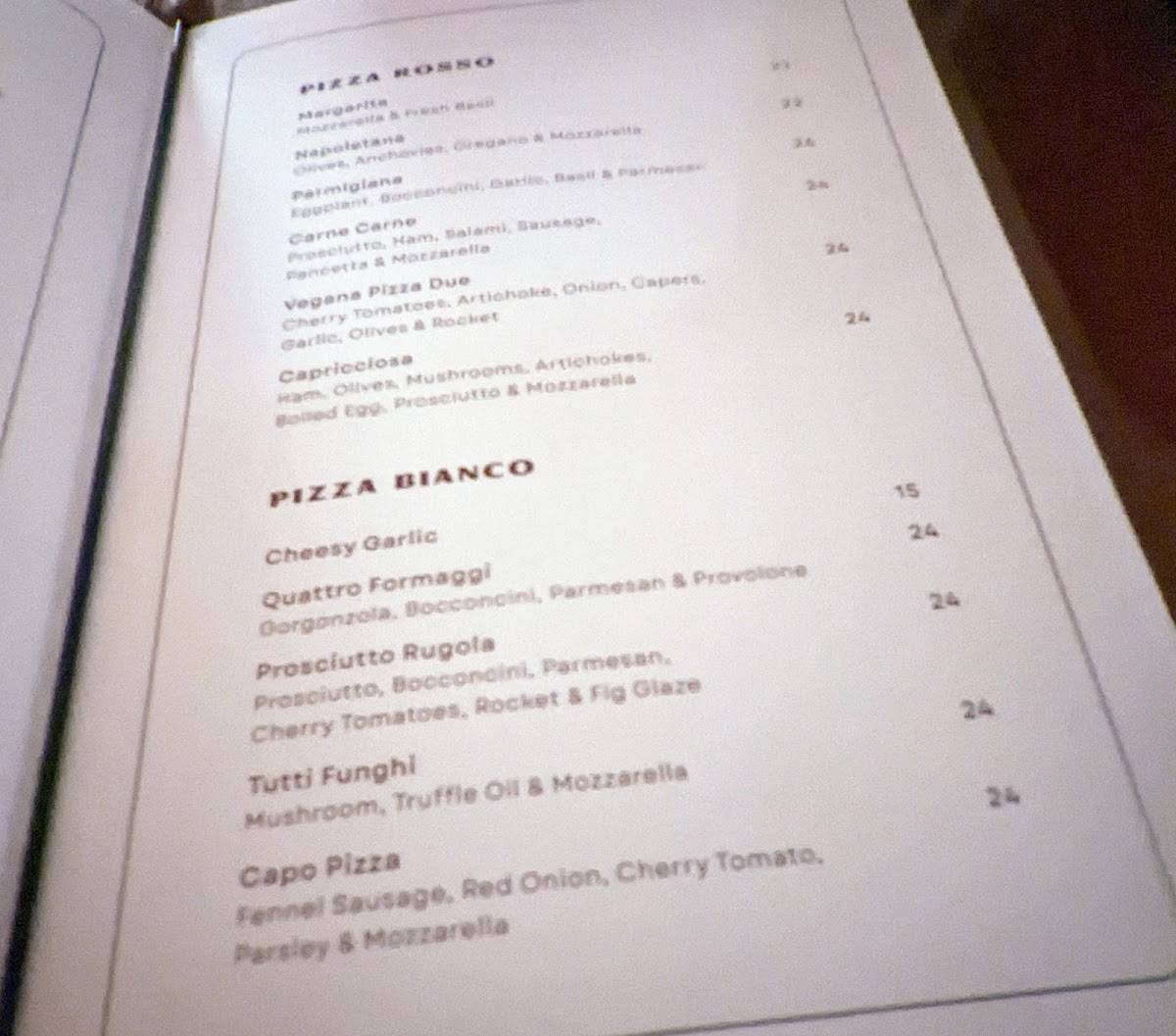 Menu at BAR QUATTRO, Waverton
