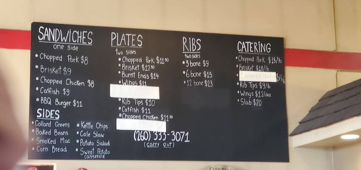 Menu at Bo Doogie's BBQ, Auburn